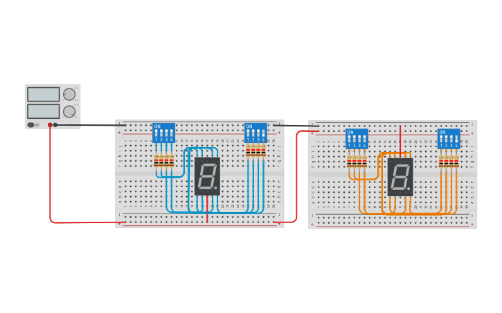 Circuit design 7 segment - Tinkercad