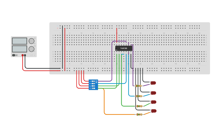 Circuit design 106120120 Gray to Binary Code Converter - Tinkercad