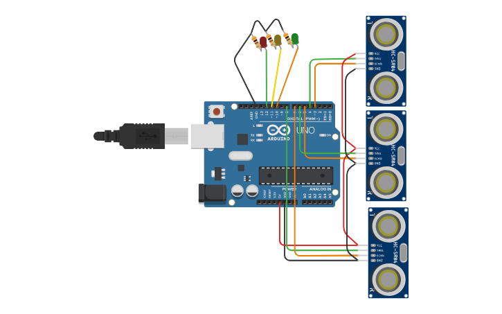 Circuit design Bengala 3 Leds (Gambiarra) - Tinkercad