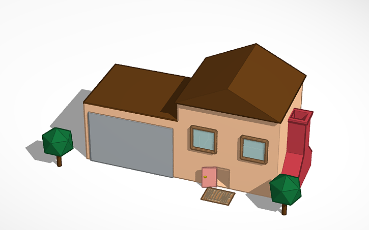 3D design House + Trees - Tinkercad