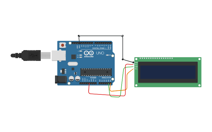 Circuit design LCD I2c - Tinkercad