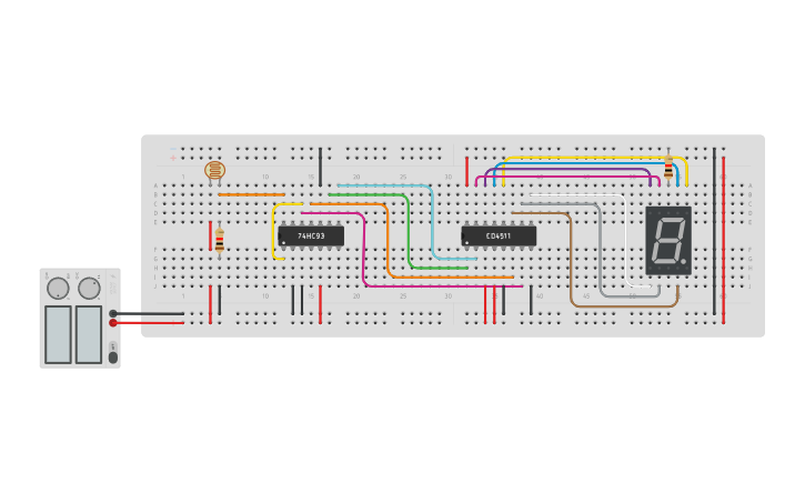Circuit design Object Counter using IC CD4511 | Tinkercad