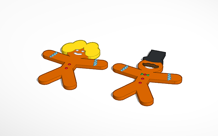 3D design Gingerbread woman & and Gingerbread man. - Tinkercad