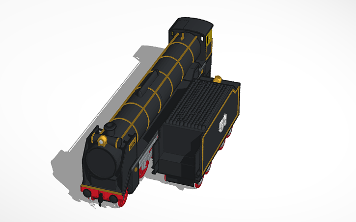 3D design 2-8-2 Black JNR D51 Big Mikado Steam Tender Locomotive #51 - Tinkercad