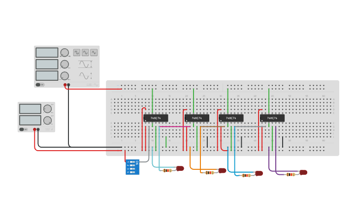 Circuit design Right Shift Register - Tinkercad