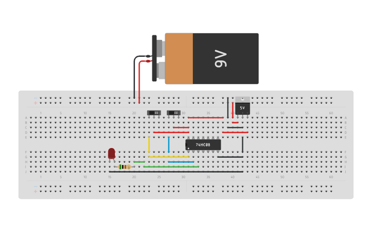Circuit design 74HC08 AND - Tinkercad