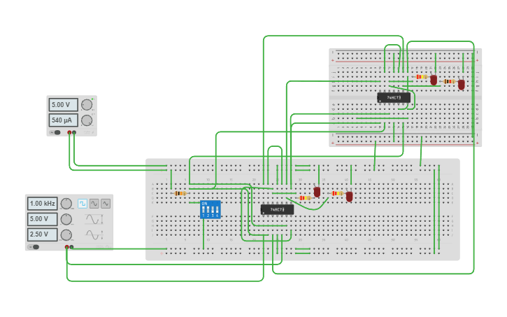 Circuit design MOD 4 ring counter Muhammad Daffa Revansyah - Tinkercad