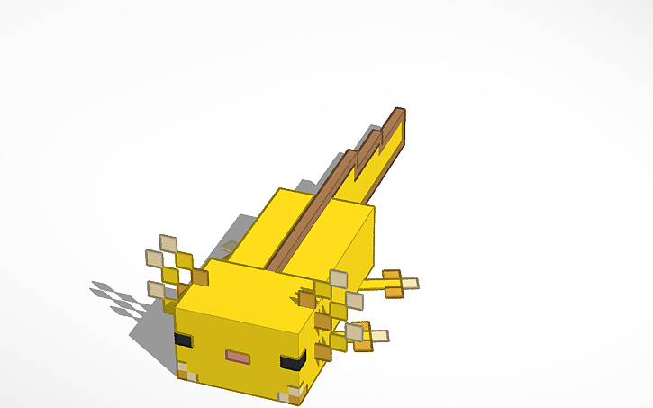 3D design Minecraft axolotl yellow - Tinkercad