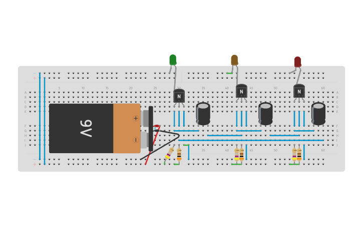 Circuit design Circuito de semaforo - Tinkercad