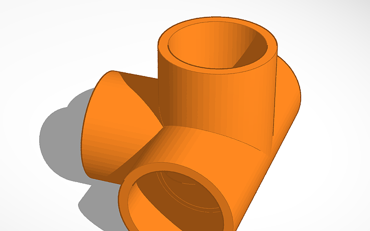 3D design 4way pipe fitting - Tinkercad