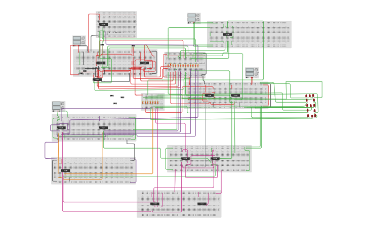 Circuit design 7 segment display decoder - Tinkercad