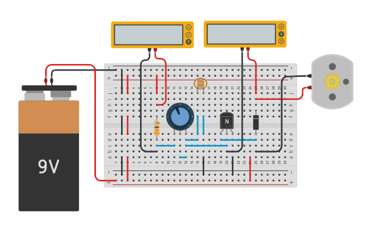 Circuit design Aplicación transistor BJT | Tinkercad
