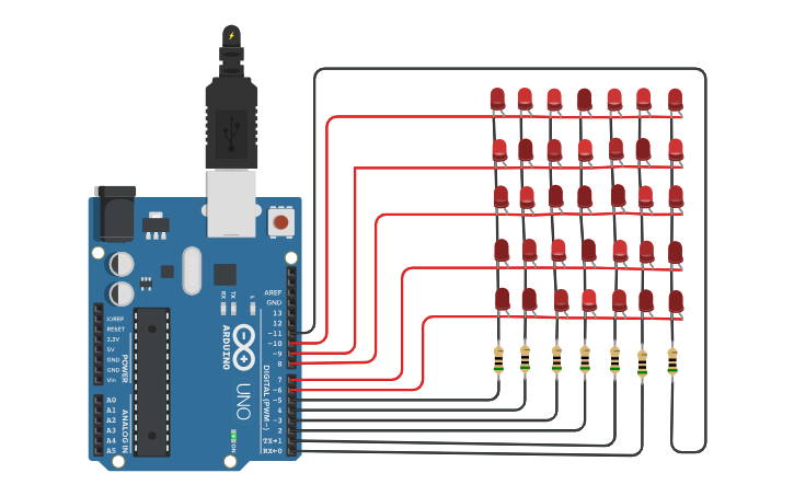 Circuit design Matrix LED - Tinkercad