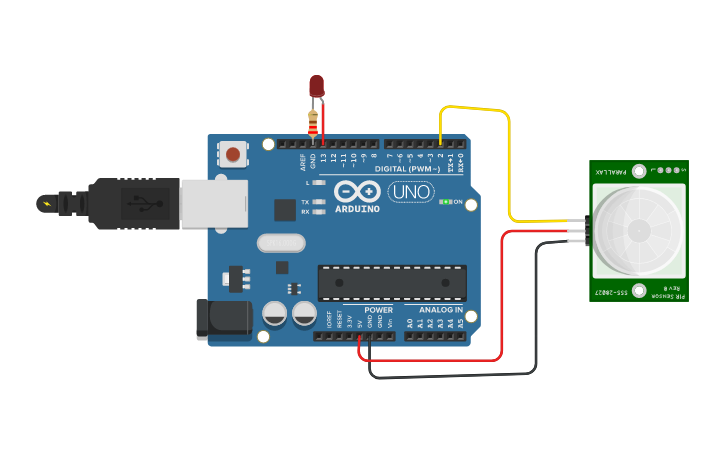 Circuit design 3. ok PIR motion sensor-171143596 | Tinkercad