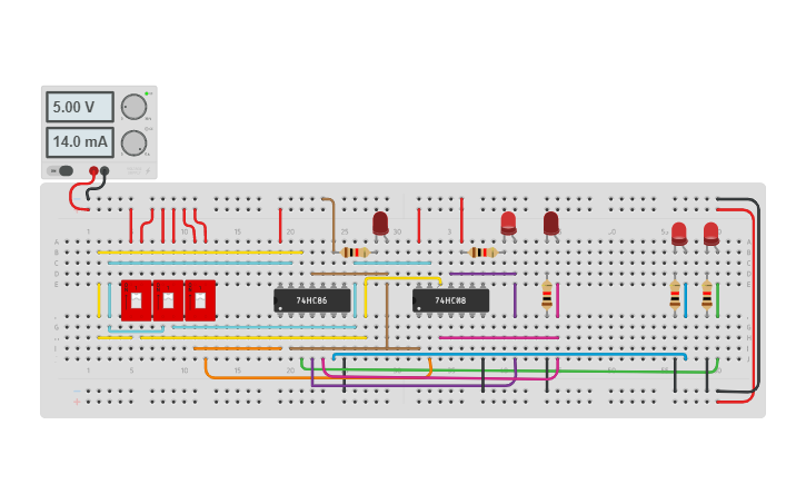 Circuit Design Exp 2d Binary Full Adder Circuit Tinkercad