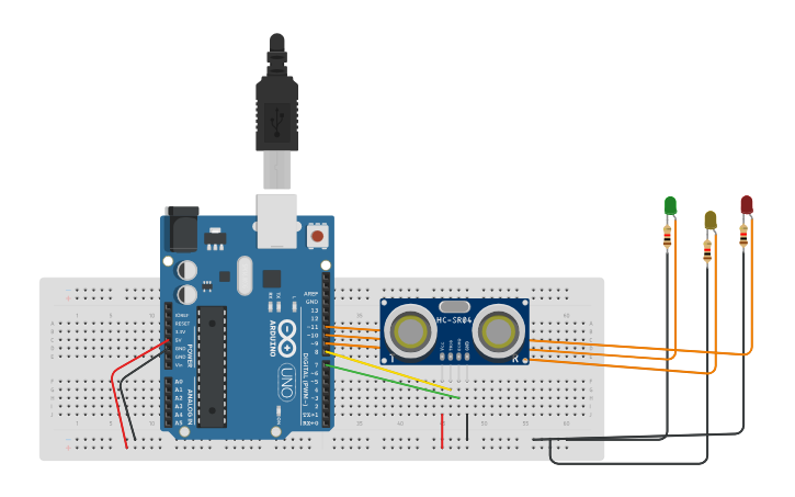 Circuit design SENSOR ULTRASONICO HC-SR04 | Tinkercad