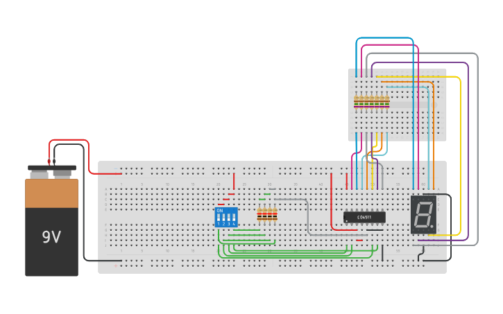 Circuit design 7 Segment Decoder - Tinkercad