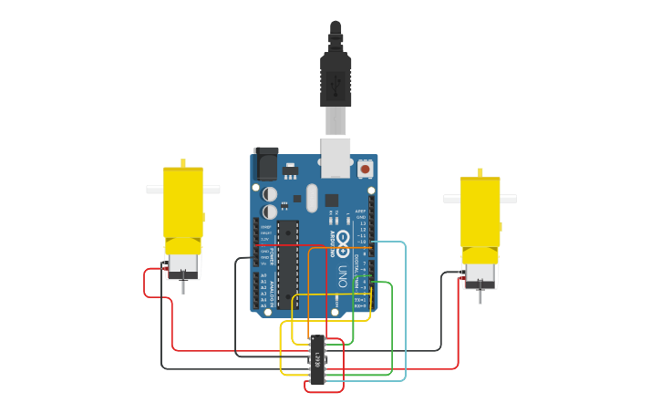 Circuit design Драйвер двигателя L293D - Tinkercad