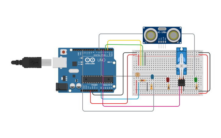 Circuit design sensor de entrada y de luz | Tinkercad