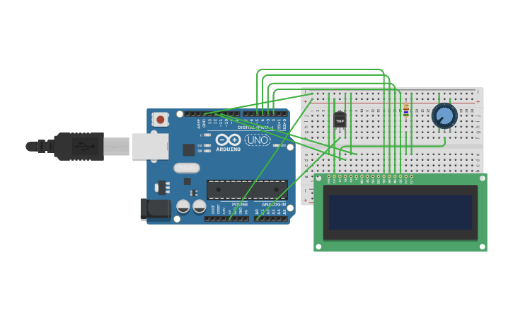 Circuit design Temperature sensor - Tinkercad