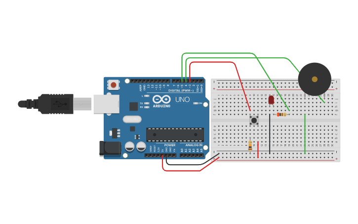 Circuit design Задание 4. Генератор сигнала SOS | Tinkercad