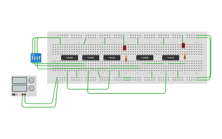 Circuit design full adder sum - Tinkercad