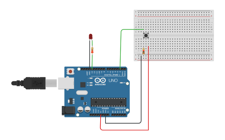 Circuit design PushButton - Tinkercad