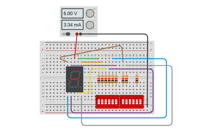Circuit design Display 7 segmentos - Tinkercad