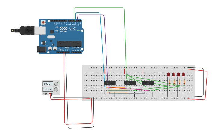 Circuit design Demultiplexer arduino - Tinkercad