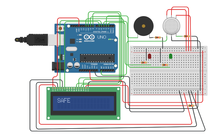 Circuit Design Gas Detect Tinkercad