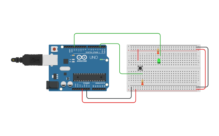 Circuit Design Push Button Tinkercad