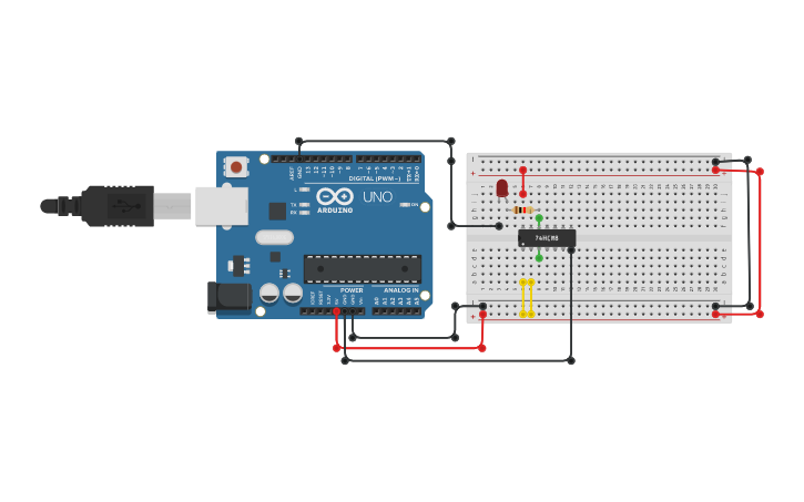 Circuit design 74HC08 AND GATE - Tinkercad
