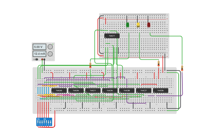 Circuit design 3 Bit Comparator - Tinkercad