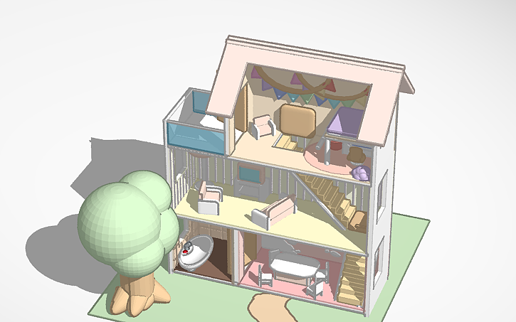 3D design cute doll house - Tinkercad