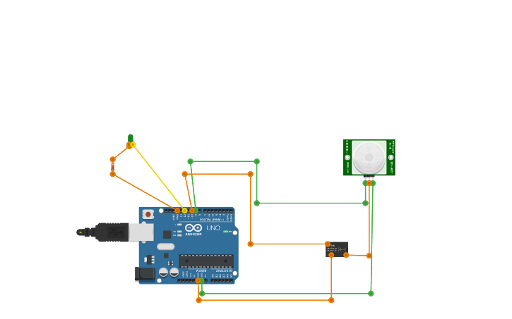 Circuit design Automatic lights ON/OFF with motion - Tinkercad