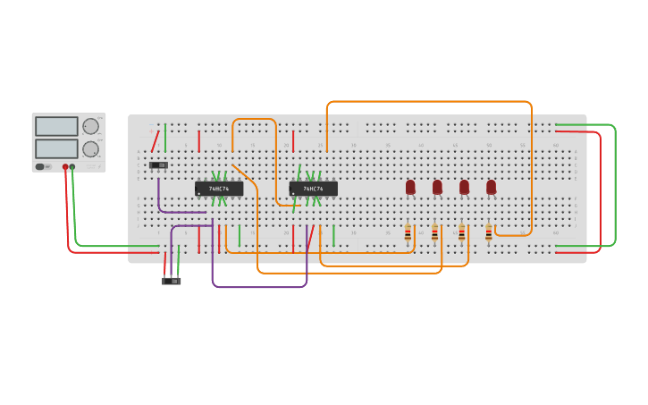 Circuit design Shift Register - Tinkercad
