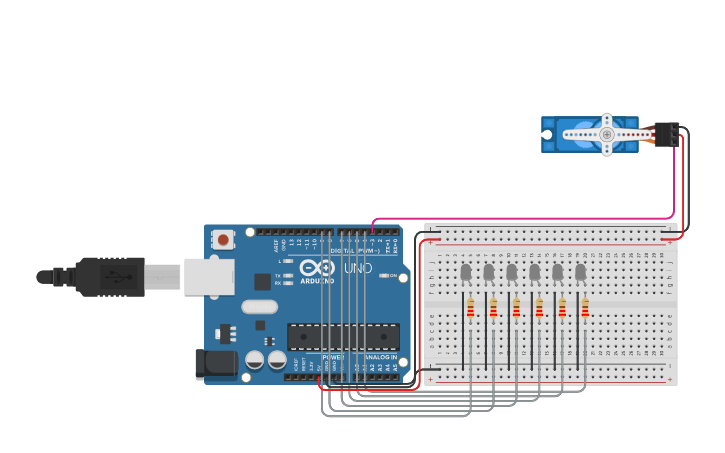 Circuit design random seçmeli servo-50 - Tinkercad
