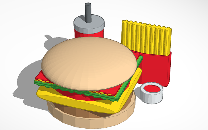 3D design Burger and Fries - Tinkercad