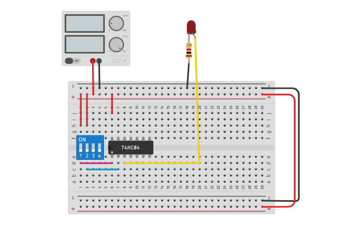Circuit design Familiarization of NOT gate | Tinkercad