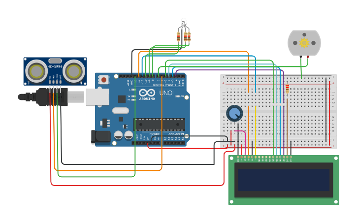 Circuit design lab 10_sensor ultrasonico | Tinkercad