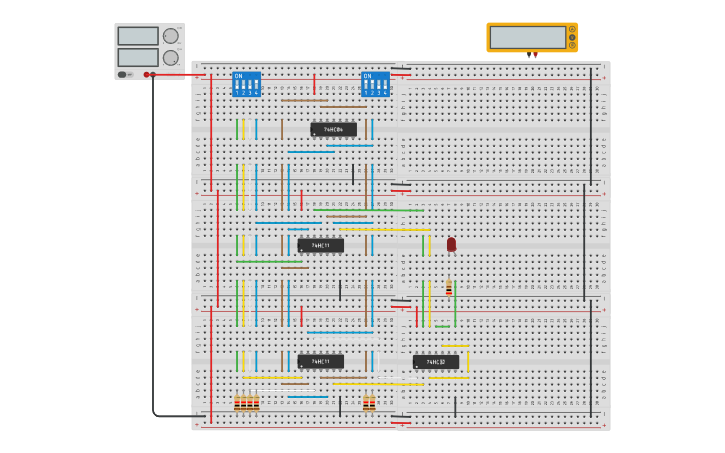 Circuit design 4 to 1 multiplexer - Tinkercad