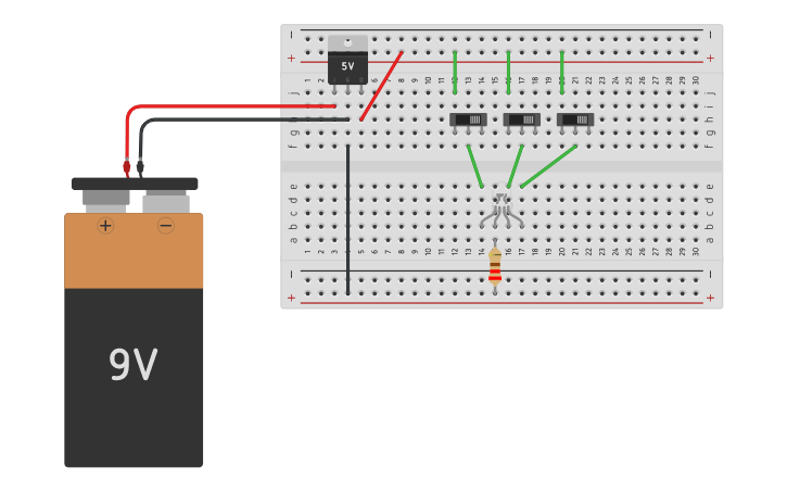 Circuit design RGB LED with switch - Tinkercad