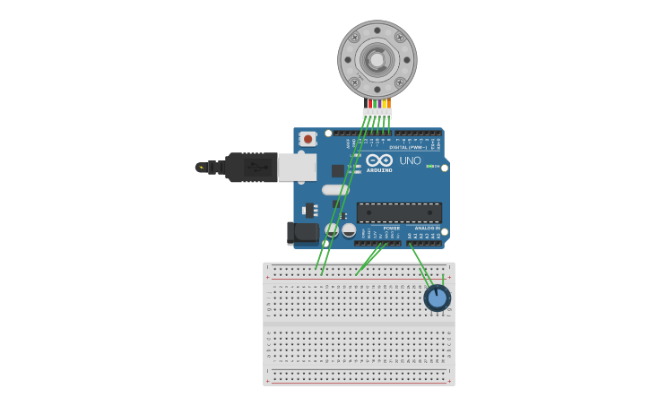 Circuit design Stepper motor - Tinkercad