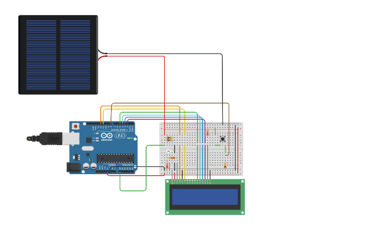 Circuit design Medición de parámetros solares - Tinkercad