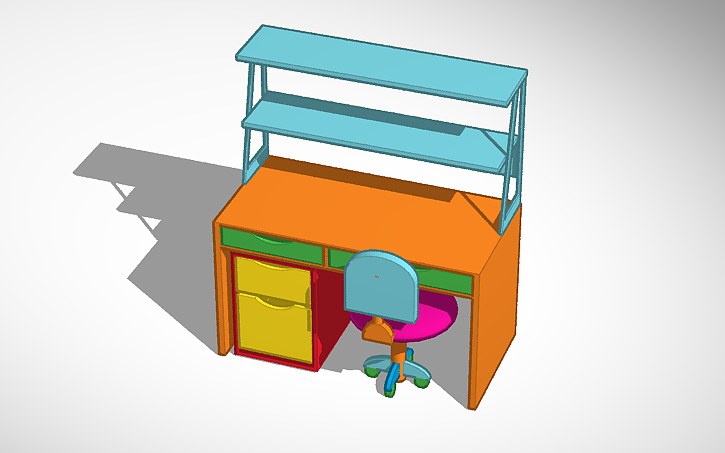 3D design Desk and chair - Tinkercad
