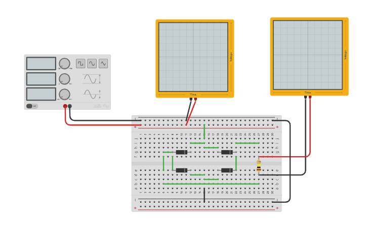 Circuit design raddrizzatore a doppia semionda - Tinkercad