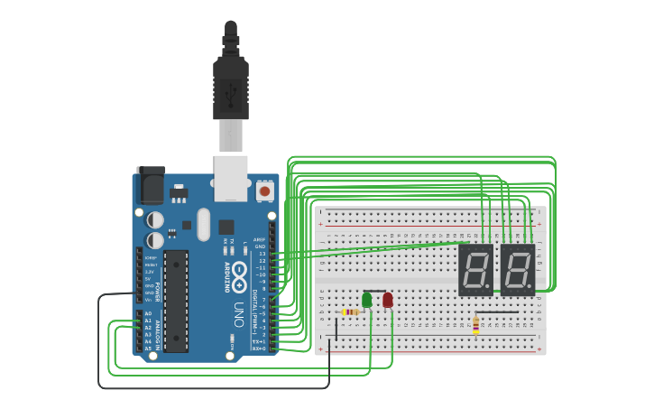 Circuit design Contador - Tinkercad
