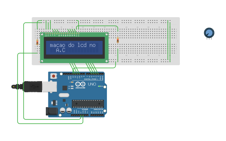 Circuit design Projeto LCD 16X2 Arduino - Diogo.B | Tinkercad