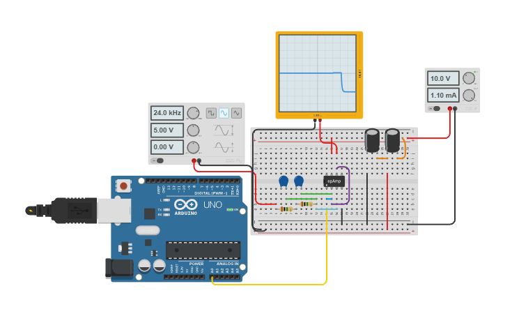 Circuit design Filtro con Arduino - Tinkercad
