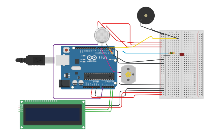 Circuit design FIRE DETECTION SYSTEM - Tinkercad